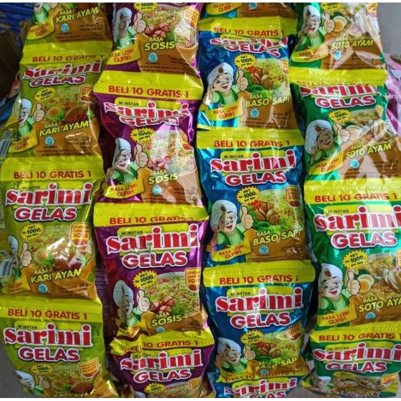 Jual Sarimi Gelas isi 10 pcs (RENCENG KEMASAN BARU) | Shopee Indonesia