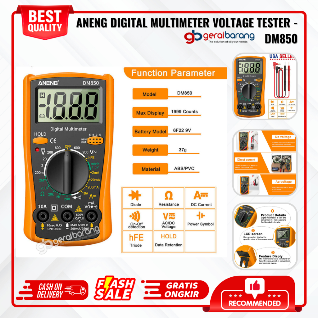 Jual Multitester Digital Multimeter Voltage Tester Premium-GB | Shopee ...