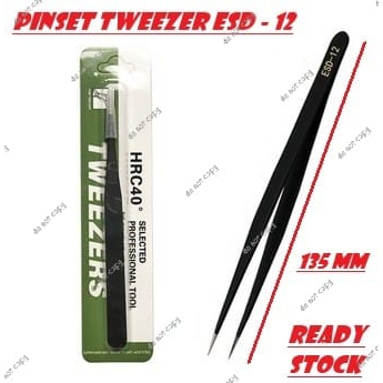 Jual pinset tweezer tweezers lurus lancip ESD-12 135mm 13.5cm HRC40 ...