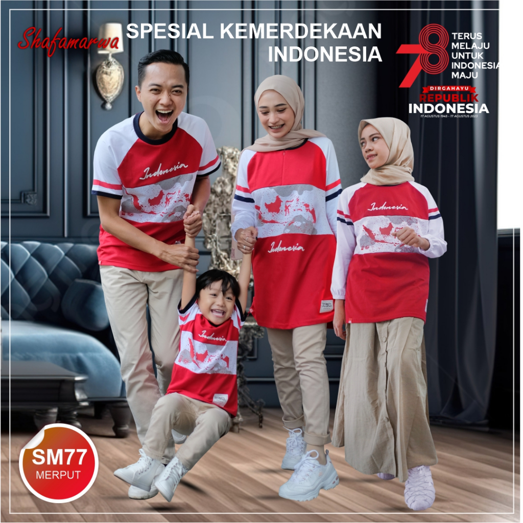 Jual Kaos Seragaman couple 17 Agustusan Edisi Seragam Kemerdekaan Baju Merah Putih Peta ...