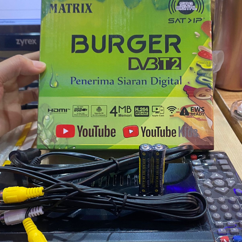 Jual STB Matrix Burger Hijau Set Top Box DVBT2 Penerima Siaran Digital ...