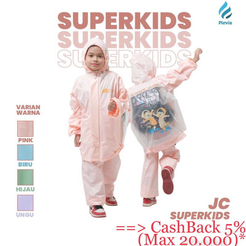 Jual Jas Hujan Jaket Celana Anak BACKPACK Plevia Stelan Tas Ransel ...