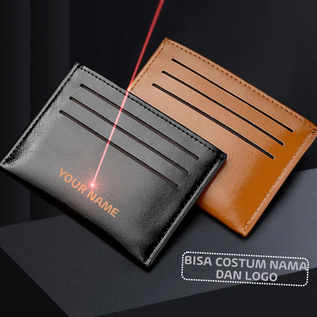Jual Card Holder Kulit LZ 2 Dompet Kartu Costum Nama dan Logo | Shopee ...