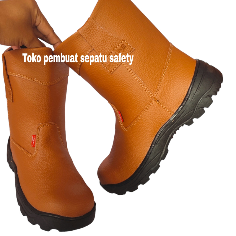 Jual sepatu safety boot kulit sapi asli ujung besi keselamatan kerja ...