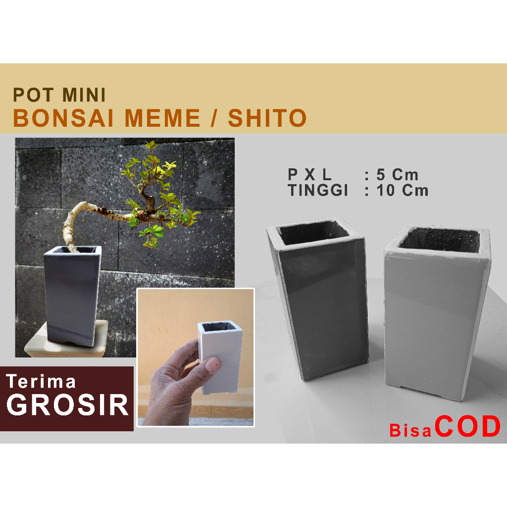 Jual POT KERAMIK MINI BONSAI MEME / SHITO/ BONSAI MINI/ VAS BUNGA SEGI ...