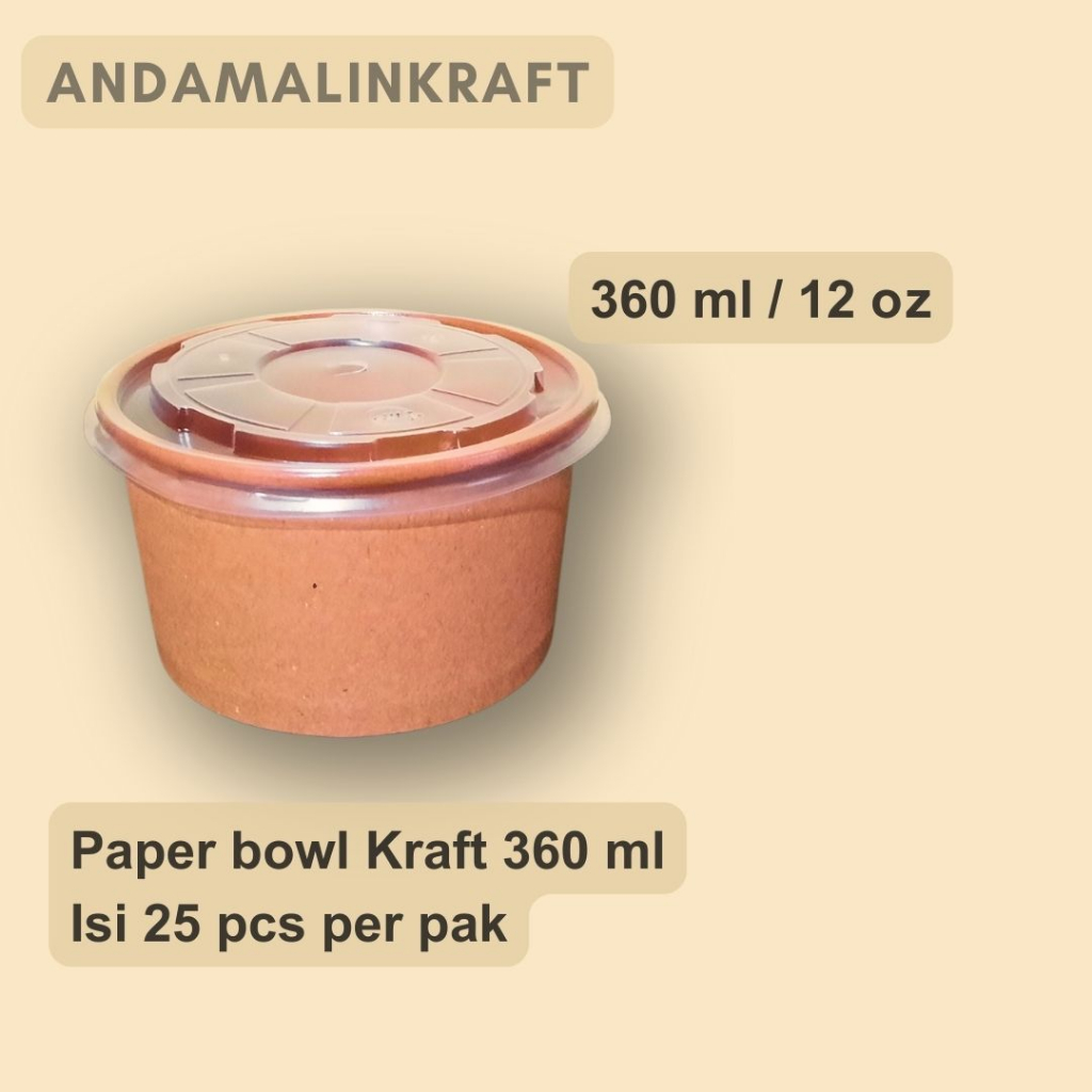 Jual Paper bowl kraft 360 ml Nesto / Mangkok kertas / kemasan Rice bowl 360 ml / 12 oz (isi 25 ...