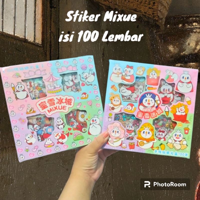 Jual Stiker Mixue Viral 1box isi 100 Lembar - Sticker Miixue Ready ...