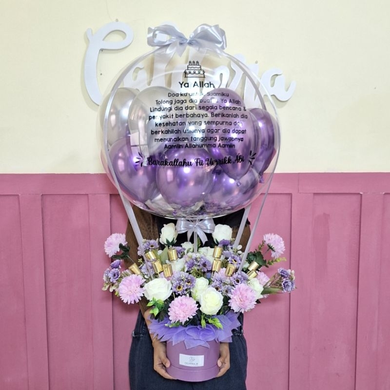 Jual Buket Bucket Bunga Balon Size LARGE dengan coklat Delfi Treasure ...