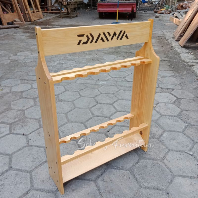 Jual Rak Joran Pancing/ Rod holder/ Rak joran kayu 16 lubang BISA ...