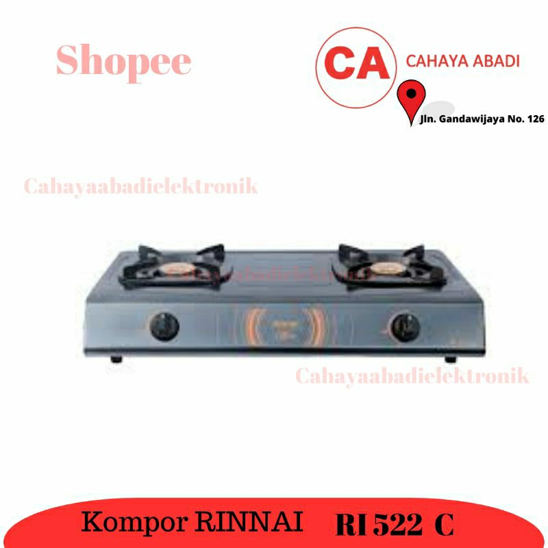 Jual RINNAI kompor gas 2 tungku ceflon RI 522C RI 522 C RI-522C RI522C ...