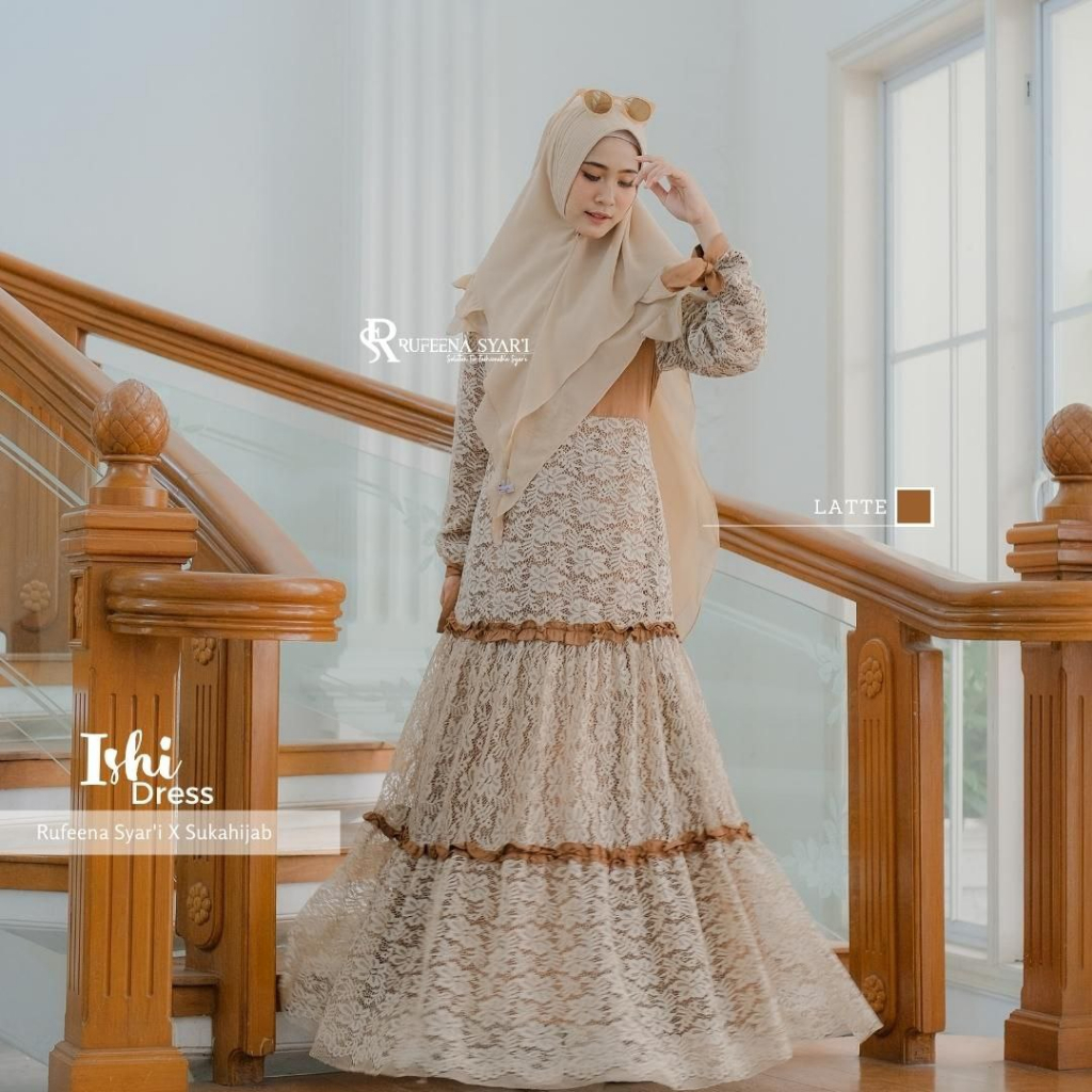 Jual pakaian muslimah fashion muslim wanita baju brukat premium Ishi ...