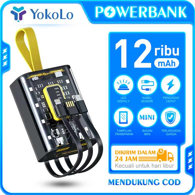 Jual YOKOLO Powerbank fast charging power bank 12000mah Kabel sendiri ...