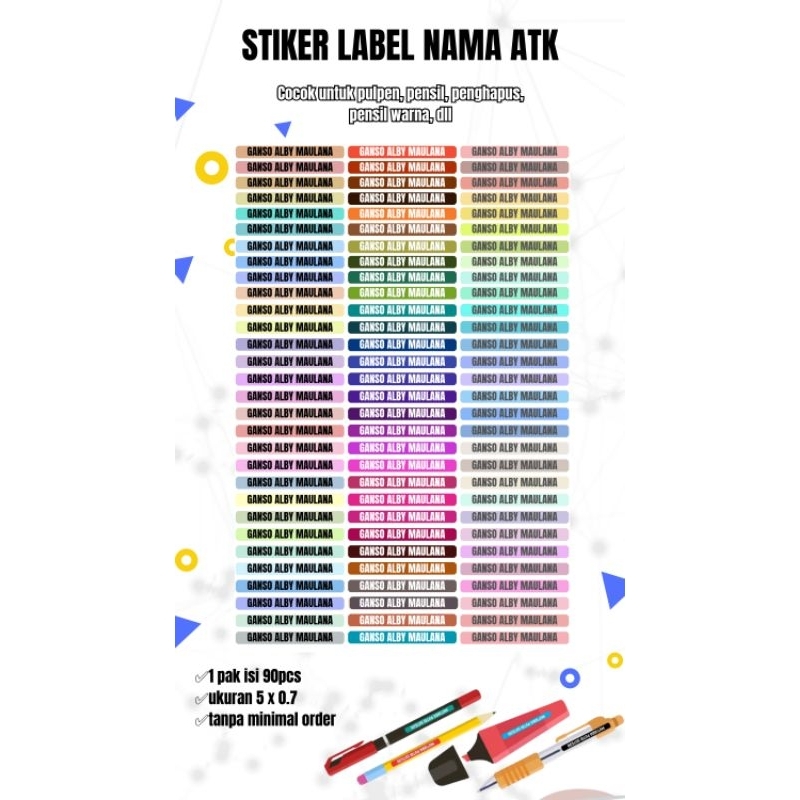 Jual STIKER LABEL NAMA ATK STIKER NAMA BALLPOINT STIKER NAMA PENSIL ...