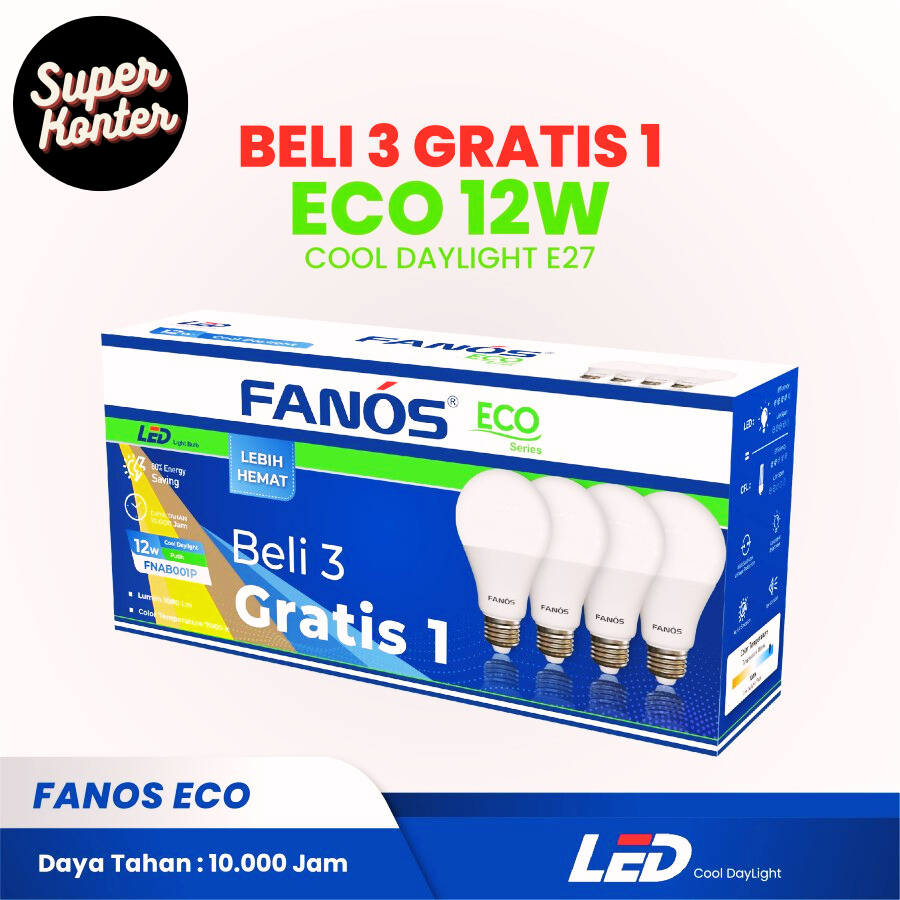 Jual Lampu FANOS ECO LED Light Bulb Pack 12 Watt | Shopee Indonesia