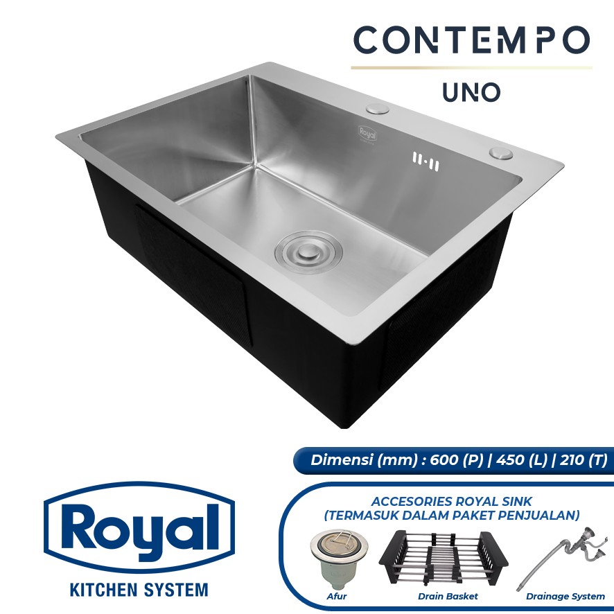 Jual Royal Kitchen Sink Contempo Uno | Bak Cuci Piring Stainless 60x45 ...