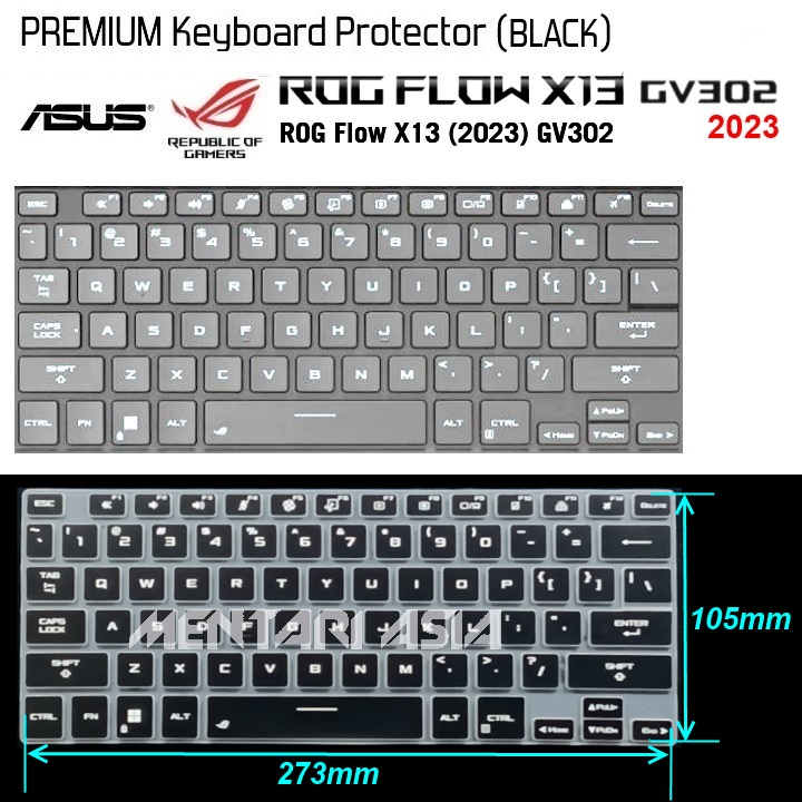 Jual Keyboard Protector ASUS ROG Flow X13 2023 GV302 - Premium BLACK ...