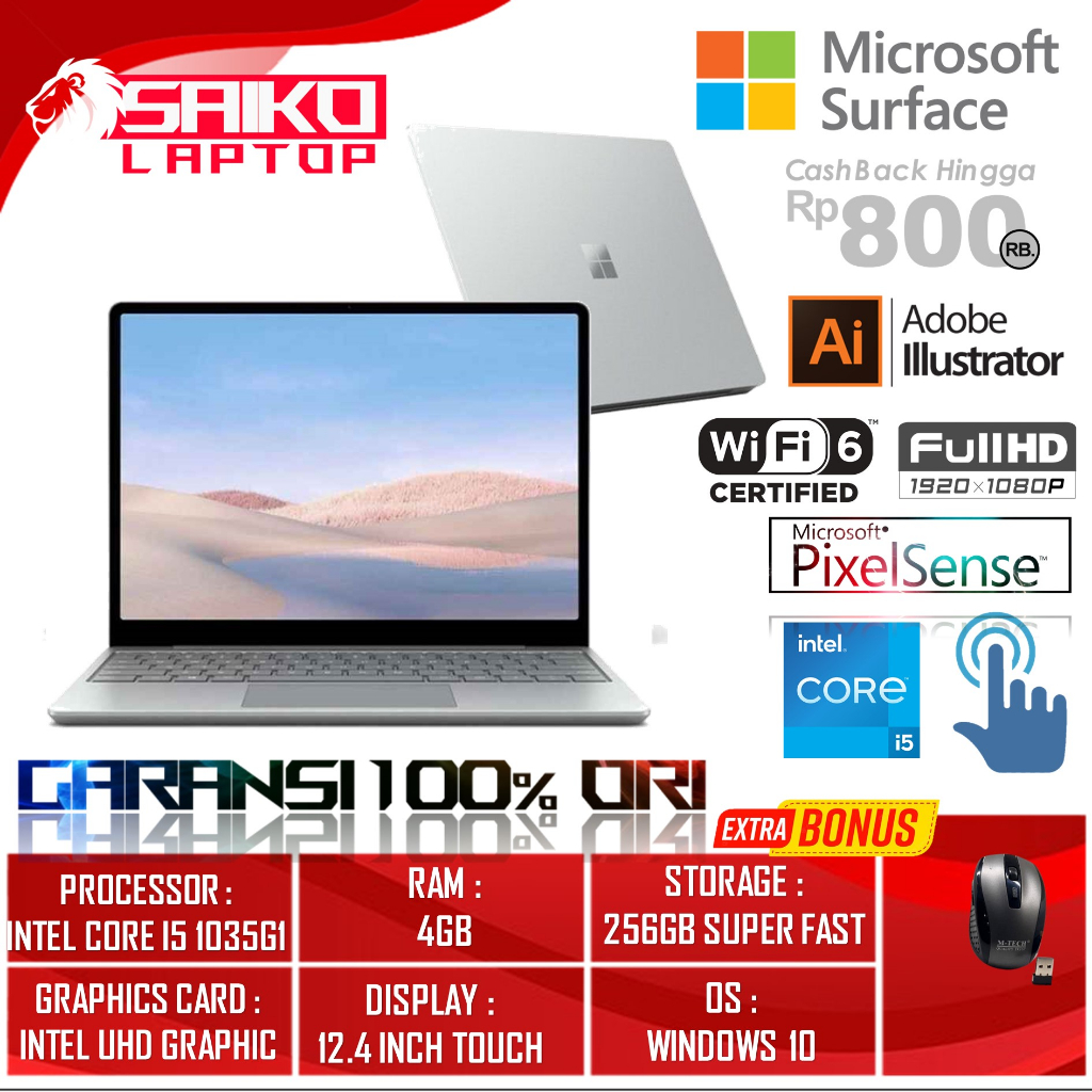 Jual LAPTOP SLIM MICROSOFT SURFACE LAPTOP GO INTEL CORE I5 1035G1 RAM ...