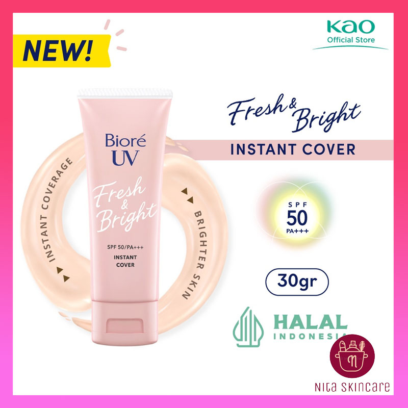 Jual Biore UV Fresh & Bright Instant Cover Sunscreen SPF 50+ PA+++ ( Pink ) | Shopee Indonesia