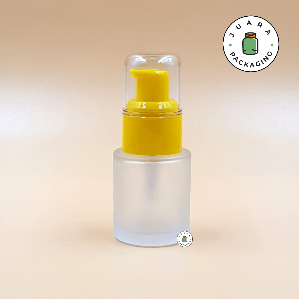 Jual Botol Pump Kuning 20ml Kaca Buram Doff Mate Frosted Tutup Kuning ...