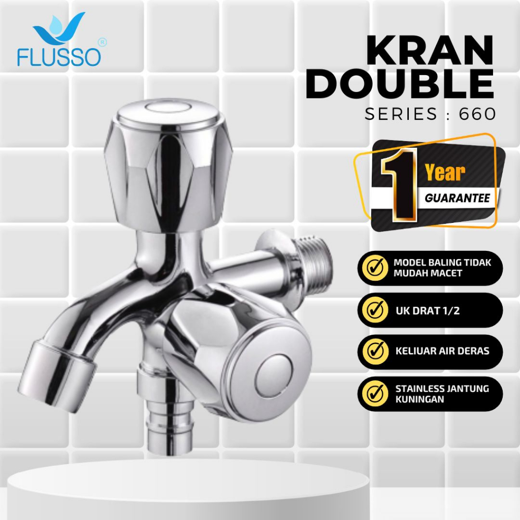Jual Kran Double Shower Keran Tembok Kran Air 1/2 inch Flusso 660 ...