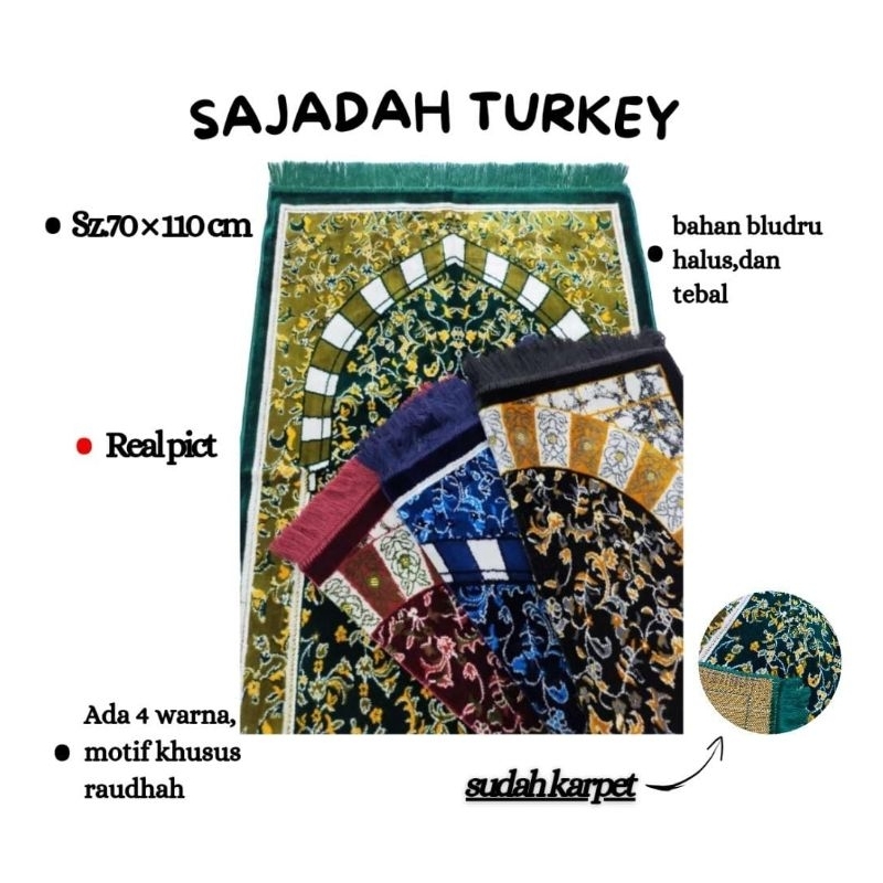 Jual SAJADAH TURKI / SAJADAH TURKIYE MOTIF RAUDOH RAWUDAH BLUDRU TEBAL ...