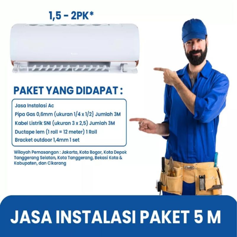 Jual PAKET PEMASANGAN AC SPLIT [FREE INSTALASI+MATERIAL] 5 METER [1,5 ...