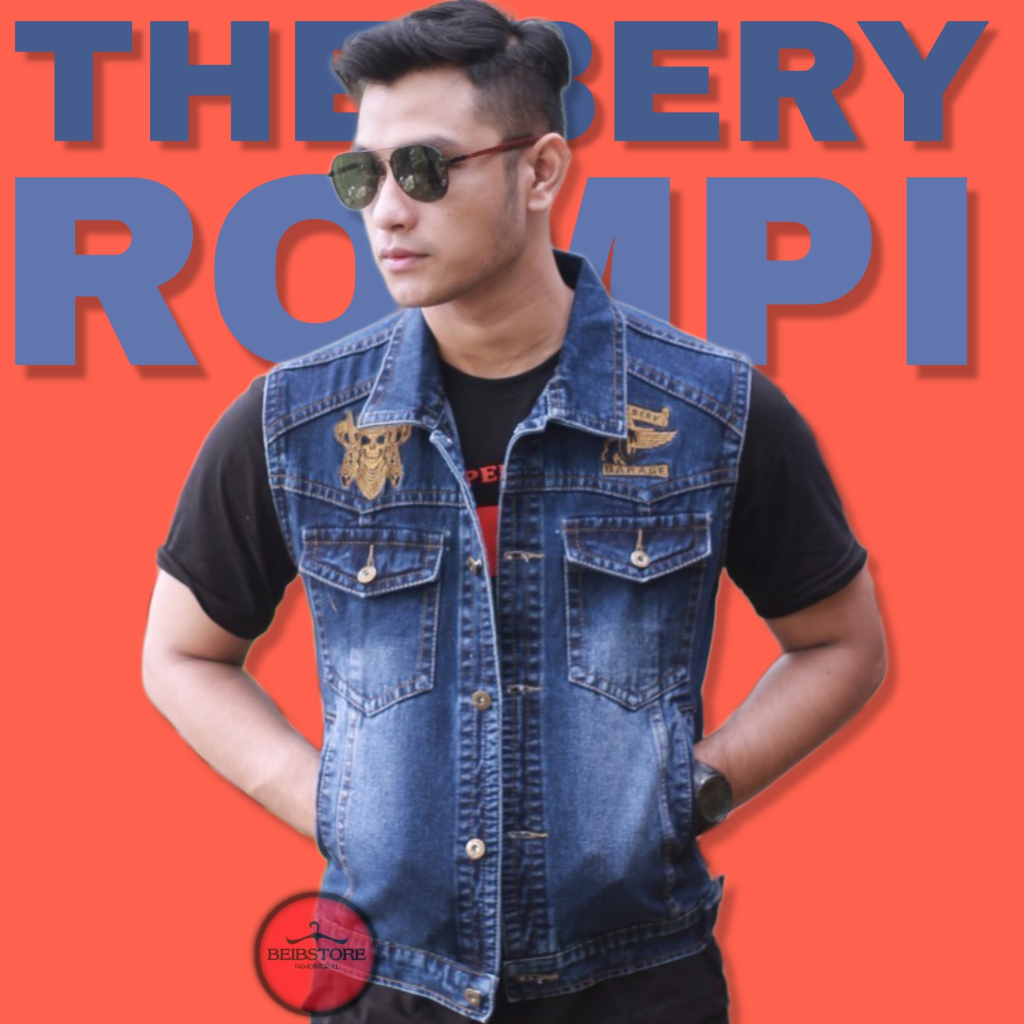 Jual Rompi Biker Jins Pria The Bery Original Jaket Rompi Jeans denim ...