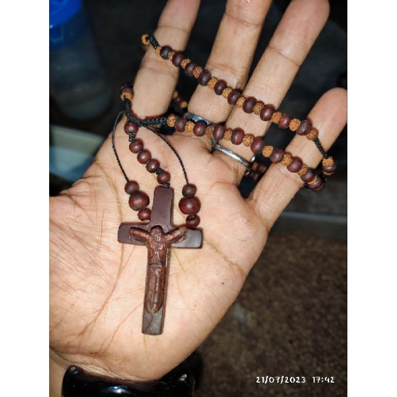 Jual kalung Rosario galih kayu nagasari 5mm kombinasi jenitri rudraksha ...