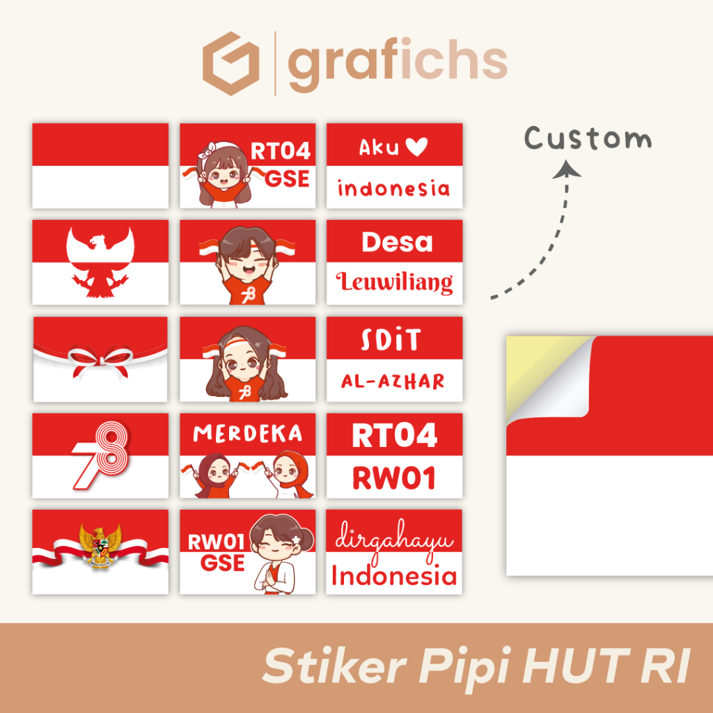 Jual 55-95 Pcs Stiker Pipi Bendera Merah Putih SRI01 - SRI15 by ...