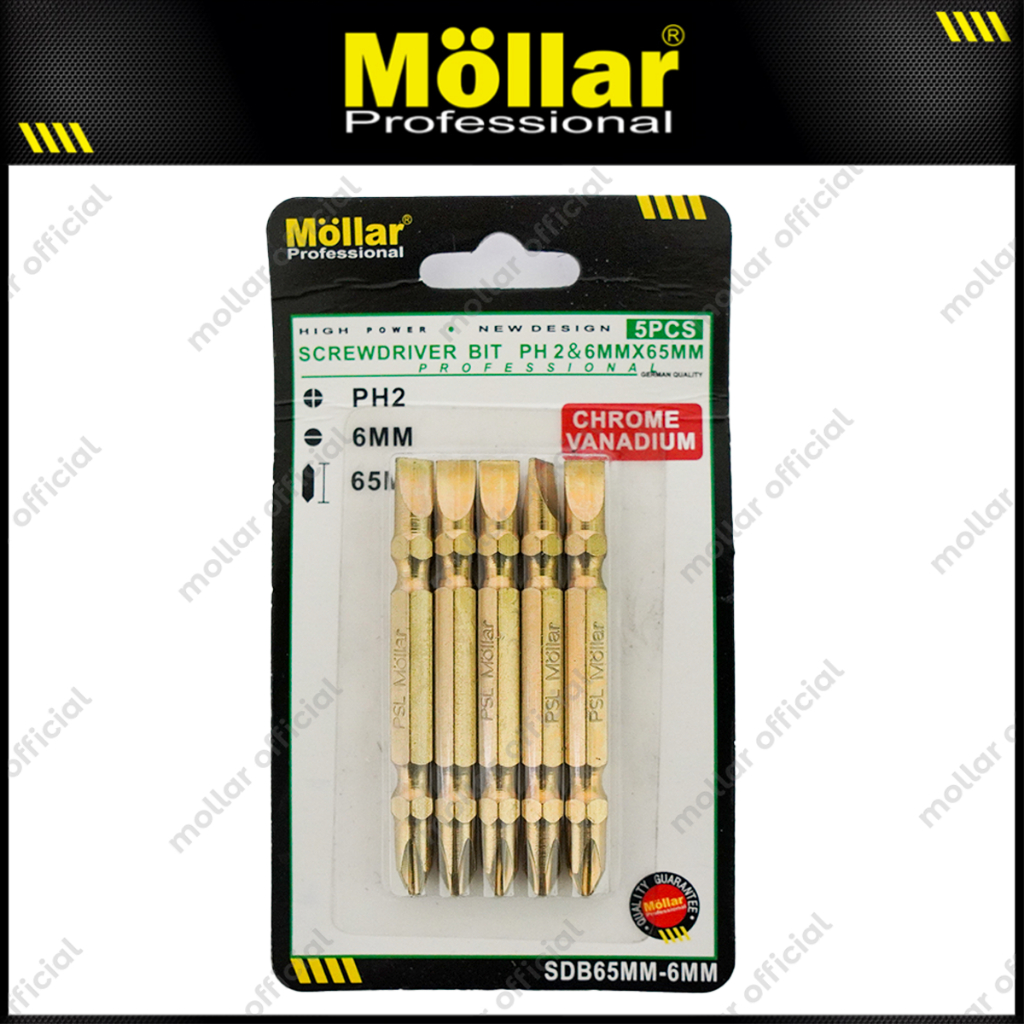 Jual MOLLAR Mata Bor Obeng PH2 65 mm Plus Minus Screwdriver Bit Set - 1 ...