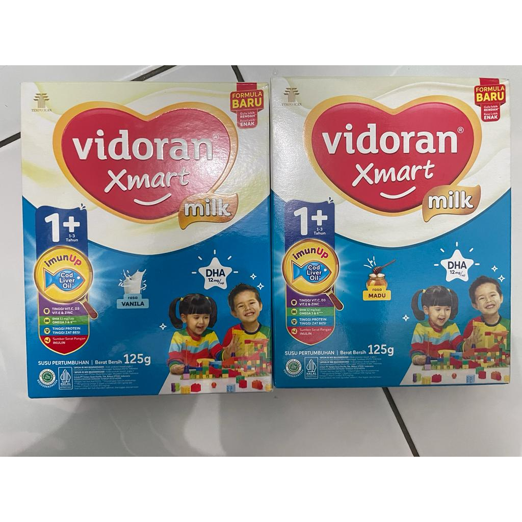 Jual VIDORAN XMART MILK 1+ RASA VANILA/MADU 125g | Shopee Indonesia