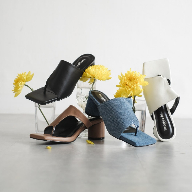 Jual Cannoli Heels — Tangerine Marché | 5cm Asymmetric Sandals Heels ...