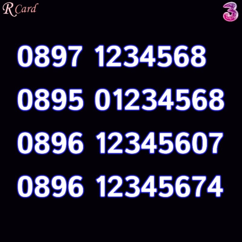 Jual Perdana Nomor Cantik Tri Three Urut Simpel Rapi Langka 1234567 ...