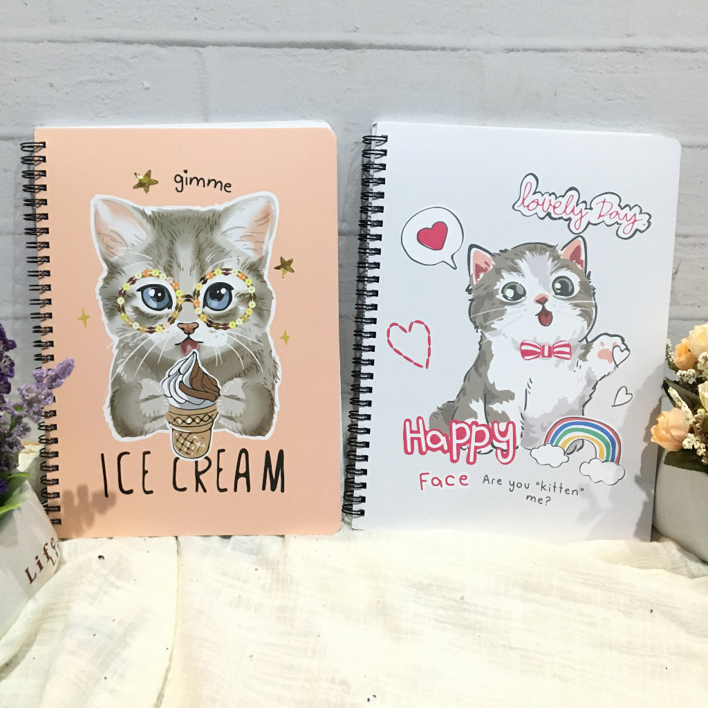 Jual Cute Cat spiral ring note book | Buku tulis ring kucing lucu ...