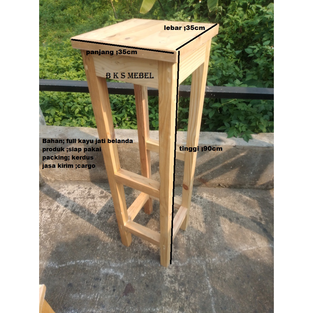 Jual kursi tinggi kayu jati belanda panjang 35cm lebar 35cm tinggi 90cm siap pakai | Shopee ...
