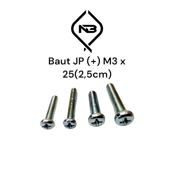 Jual Baut JP (+) M3 x 25(2,5cm) Dijual Per 100Pcs | Shopee Indonesia