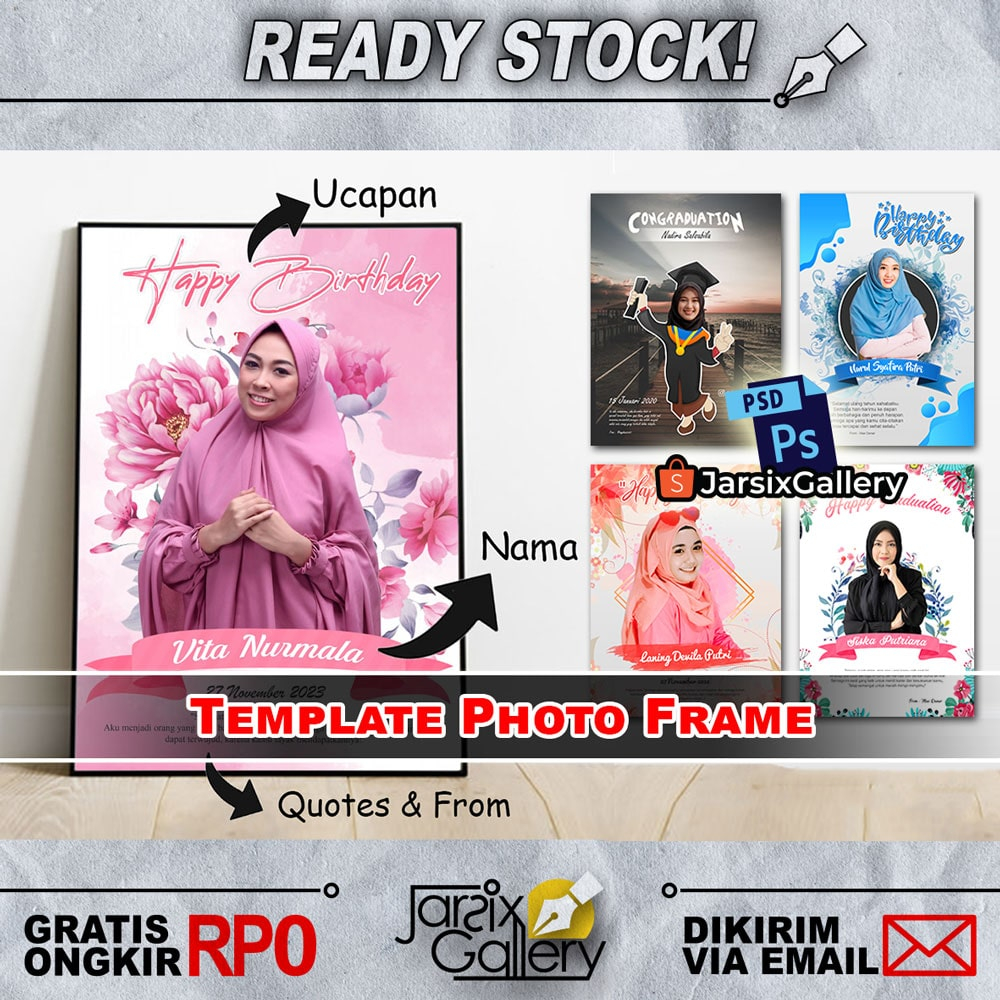 Jual [JarsixGallery] Template Photo Frame - Design Frame Ultah, Wedding ...