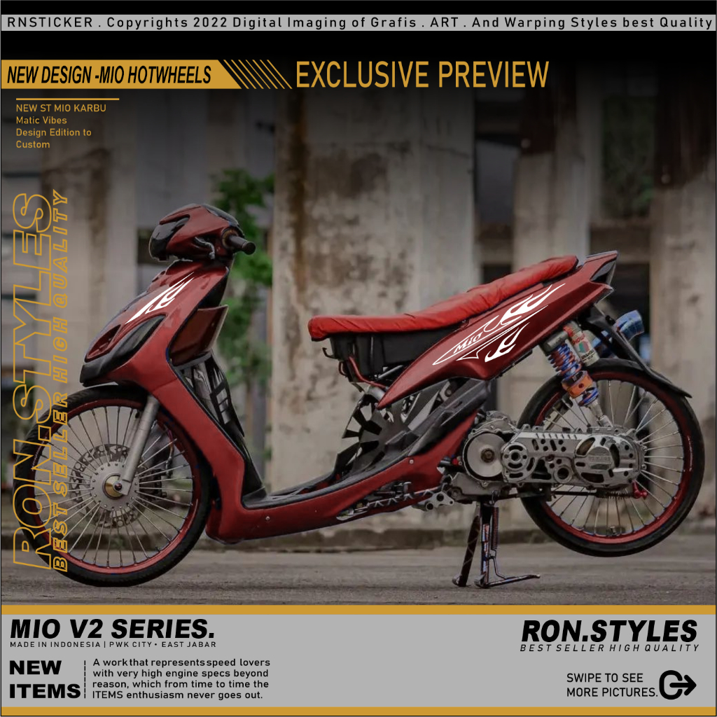 Jual V2 CUTTING STICKR STRIPING MIO SPORTY SMILE MODEL API HOT WHEELS ...