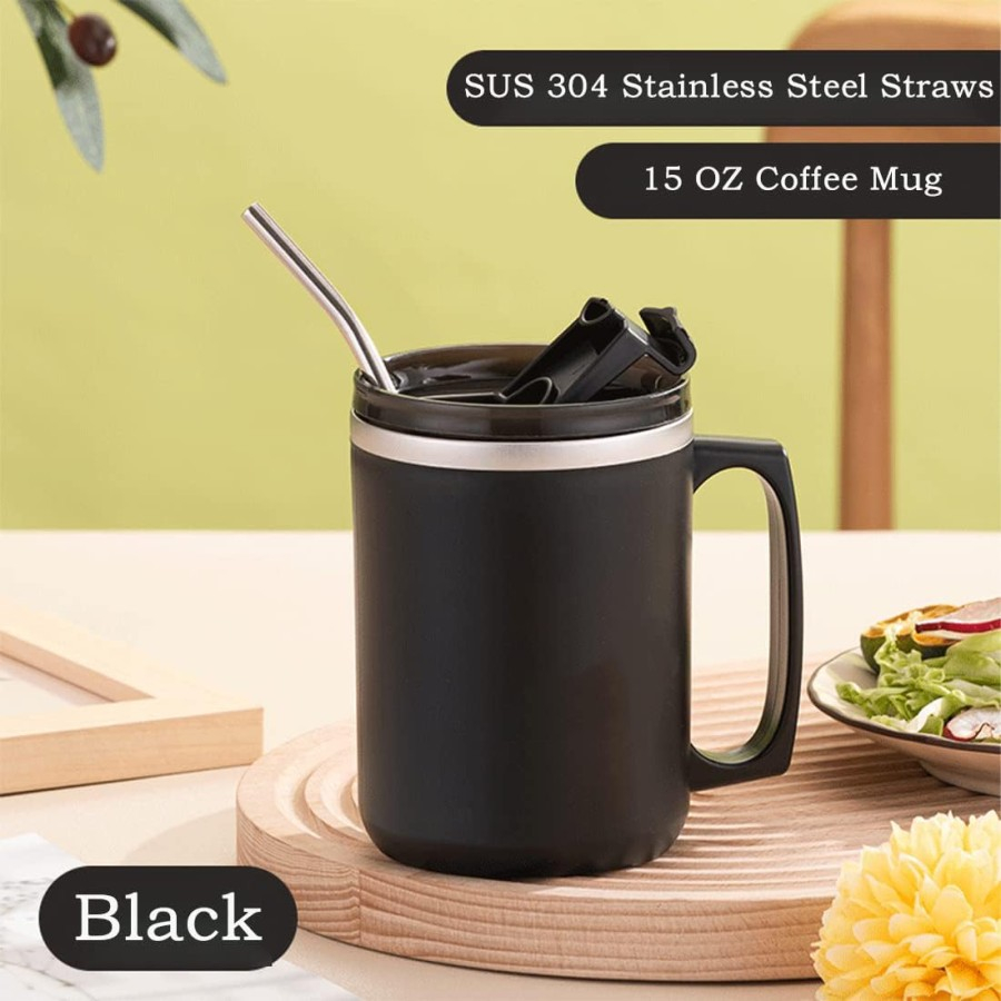 Jual HITAM To Ya Mug 450ml + Sedotan Office Cup Tumbler Gelas Tutup ...