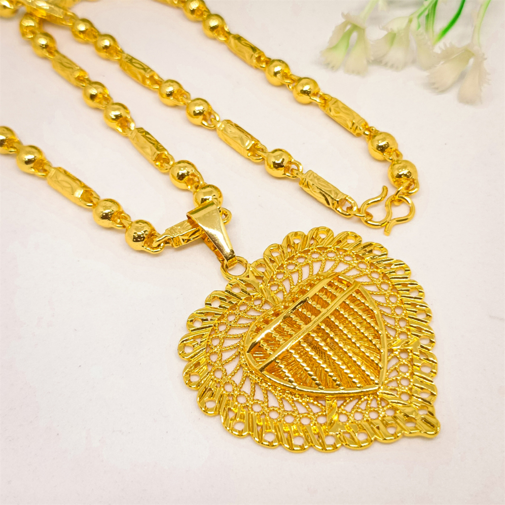 Jual Kalung Set Liontin (Panjang 50cm) korea Bentuk Hati Lapis Emas 24k ...