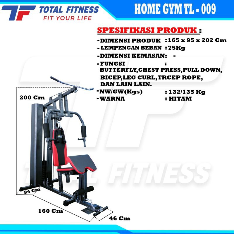 Jual Home Gym TLHG 009 beban 75kg Alat Fitnes home gym Multy | Shopee ...