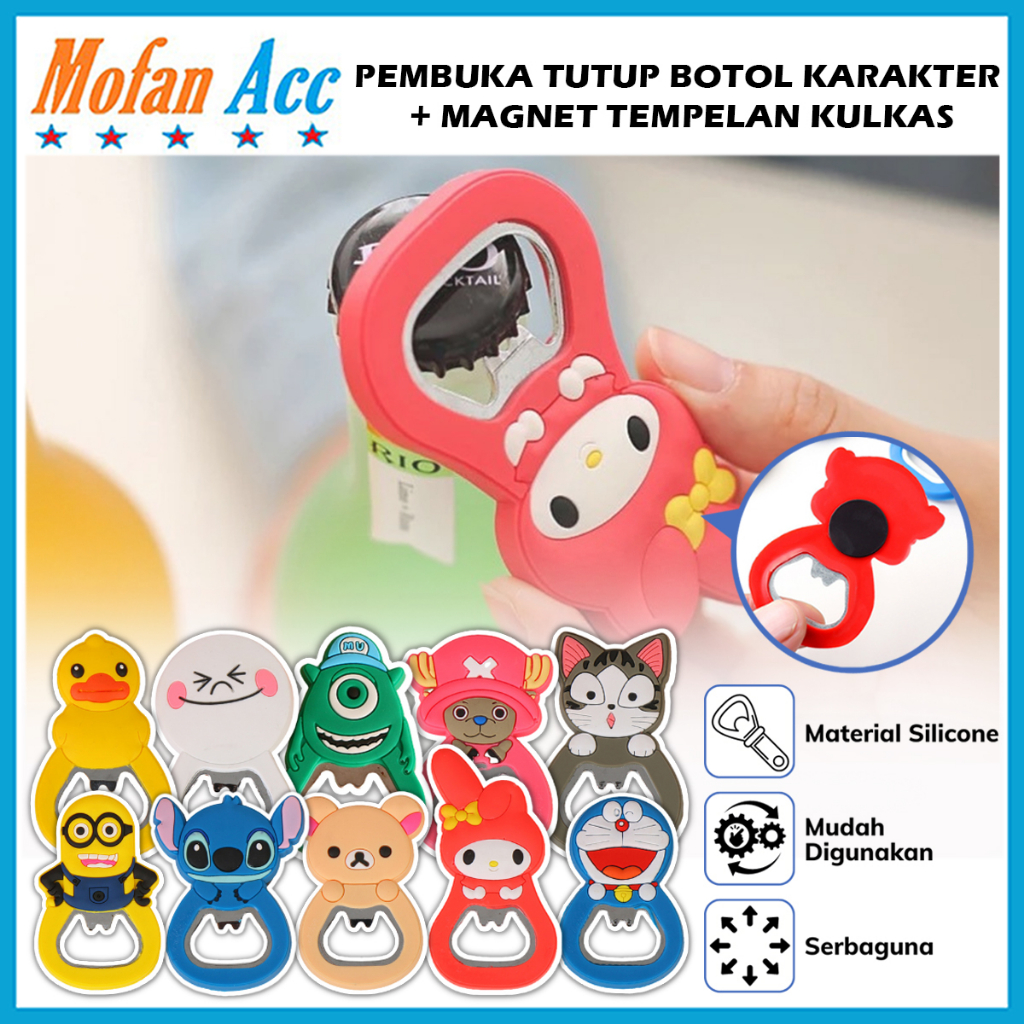 Jual Alat Pembuka Tutup Botol Karakter Magnet Tempelan Kulkas / Tools ...