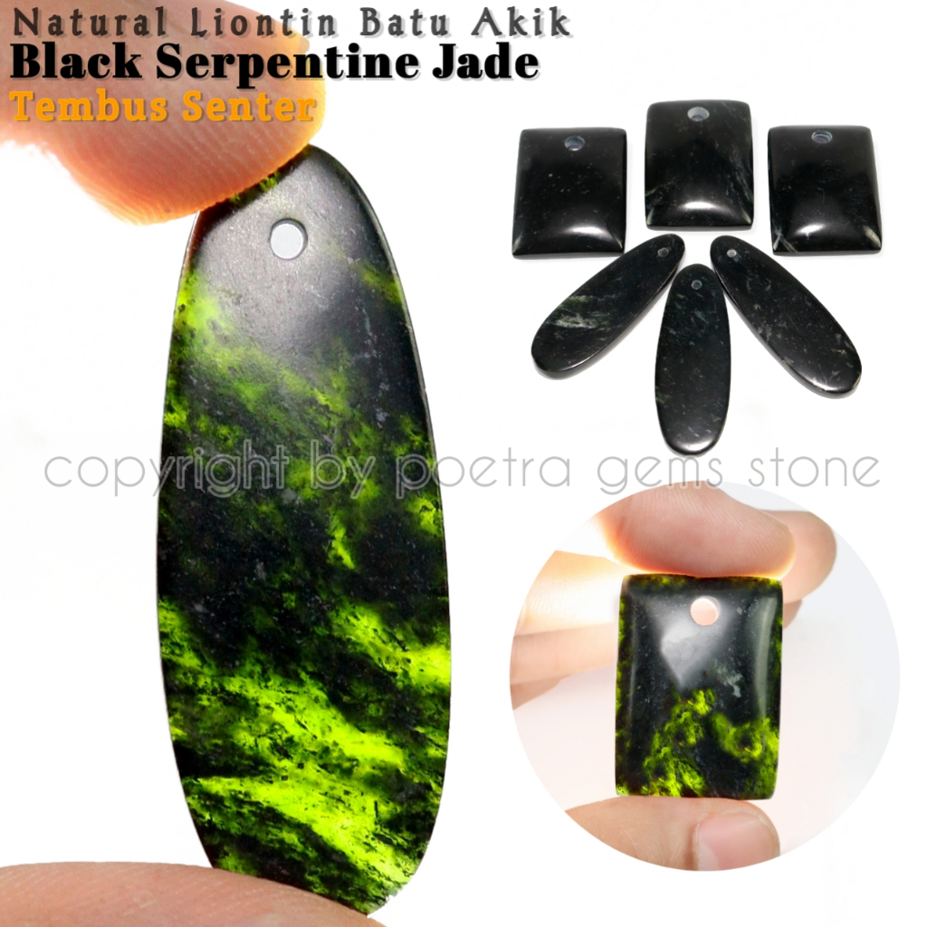 Jual Natural Liontin Batu Akik Giok Black Jade Serpentine | Shopee Indonesia