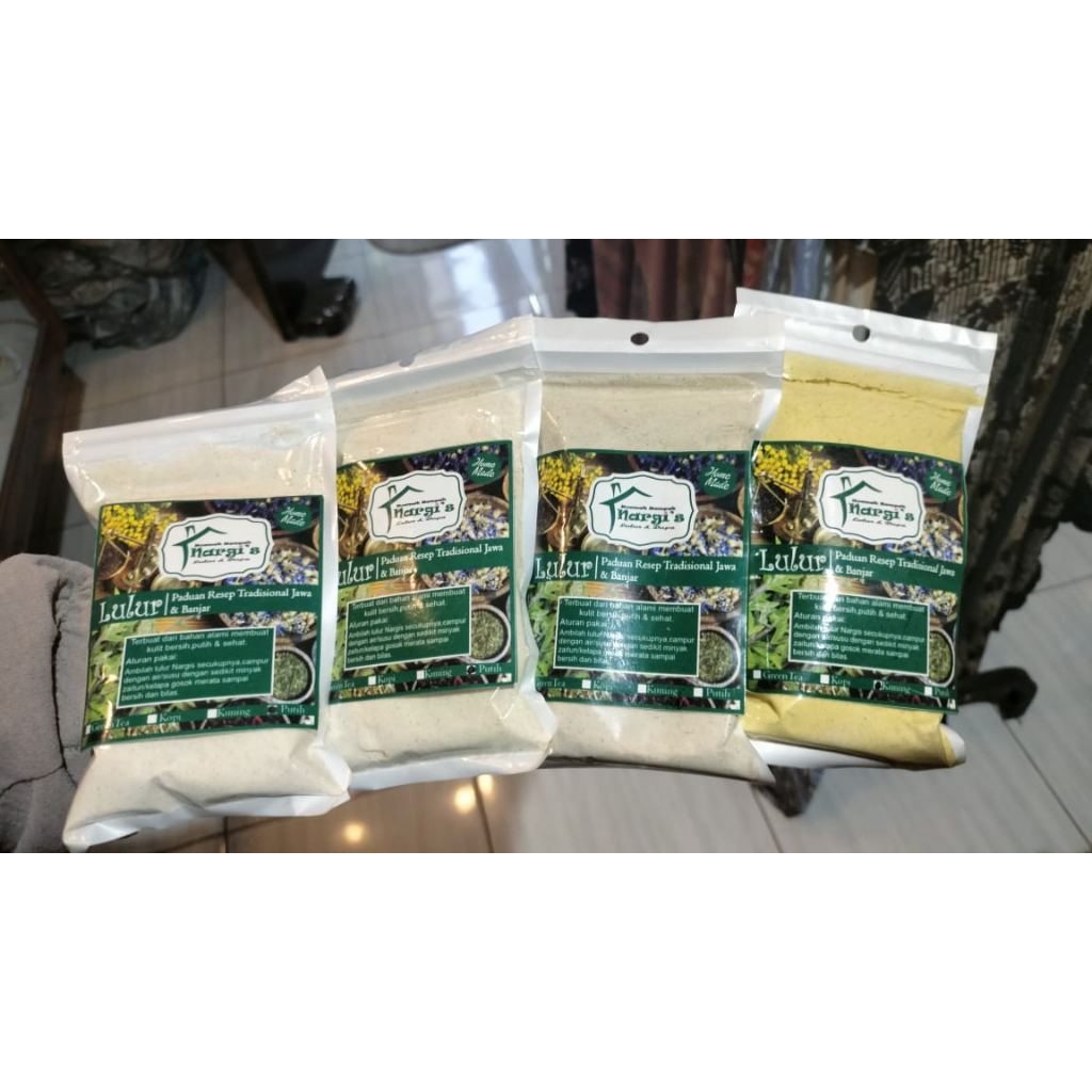 Jual Lulur Bubuk pouch kuning / putih / green tea / murah Alami 100% ...
