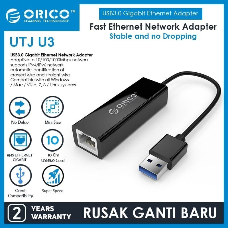 Jual ORICO LAN TO USB ORICO UTJ-U3 USB 3.0 Fast Ethernet Network ...