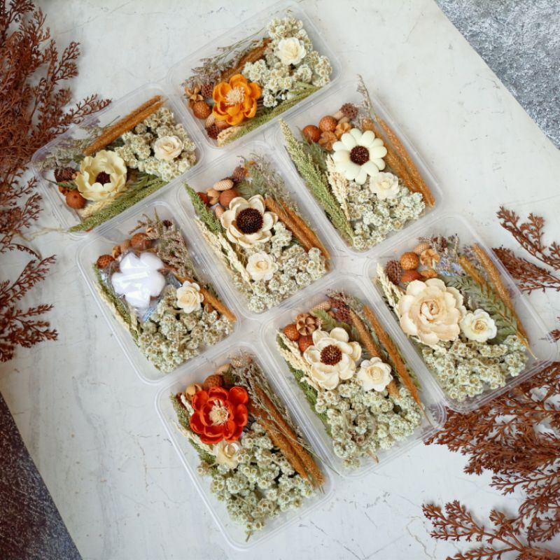 Jual Paket Bunga Kering Mix Hemat Bunga Klobot Lontar Bahan Dekorasi