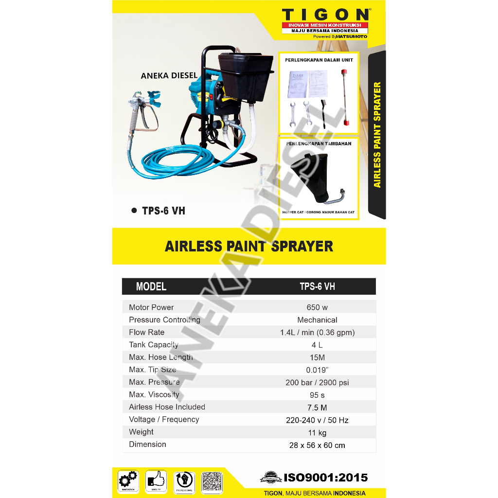Jual Mesin Semprot Cat Spray Gun Airless TPS 6 VH TIGON / Mesin Cat ...