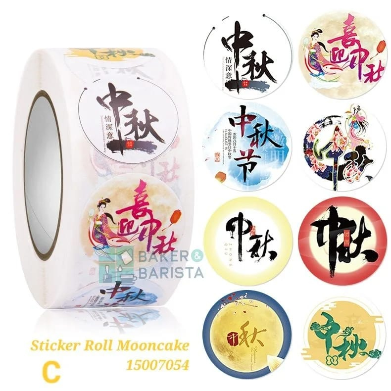 Jual sticker roll mooncake label stiker mooncake isi 500sticker hiasan ...