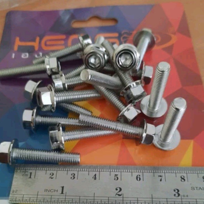 Jual Baut probolt M 6x30 atau drat 10 panjang 3cm Stainless 2Kunci / Hexagon HENG Original ...