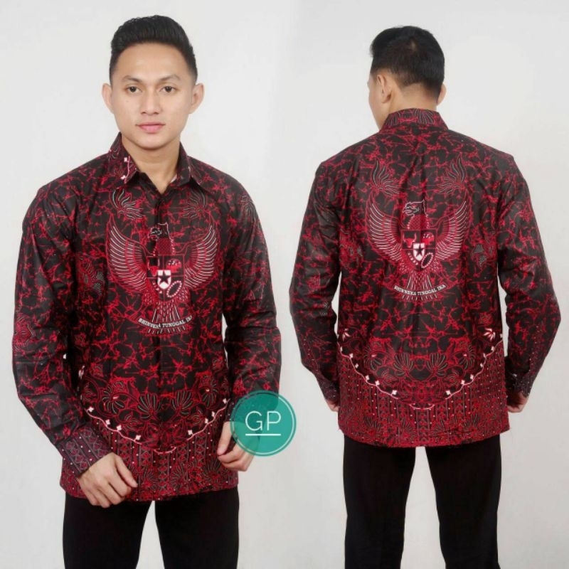 Jual KEMEJA BATIK MOTIF GARUDA PANCASILA PAKAI FURING BAJU BATIK MOTIF ...